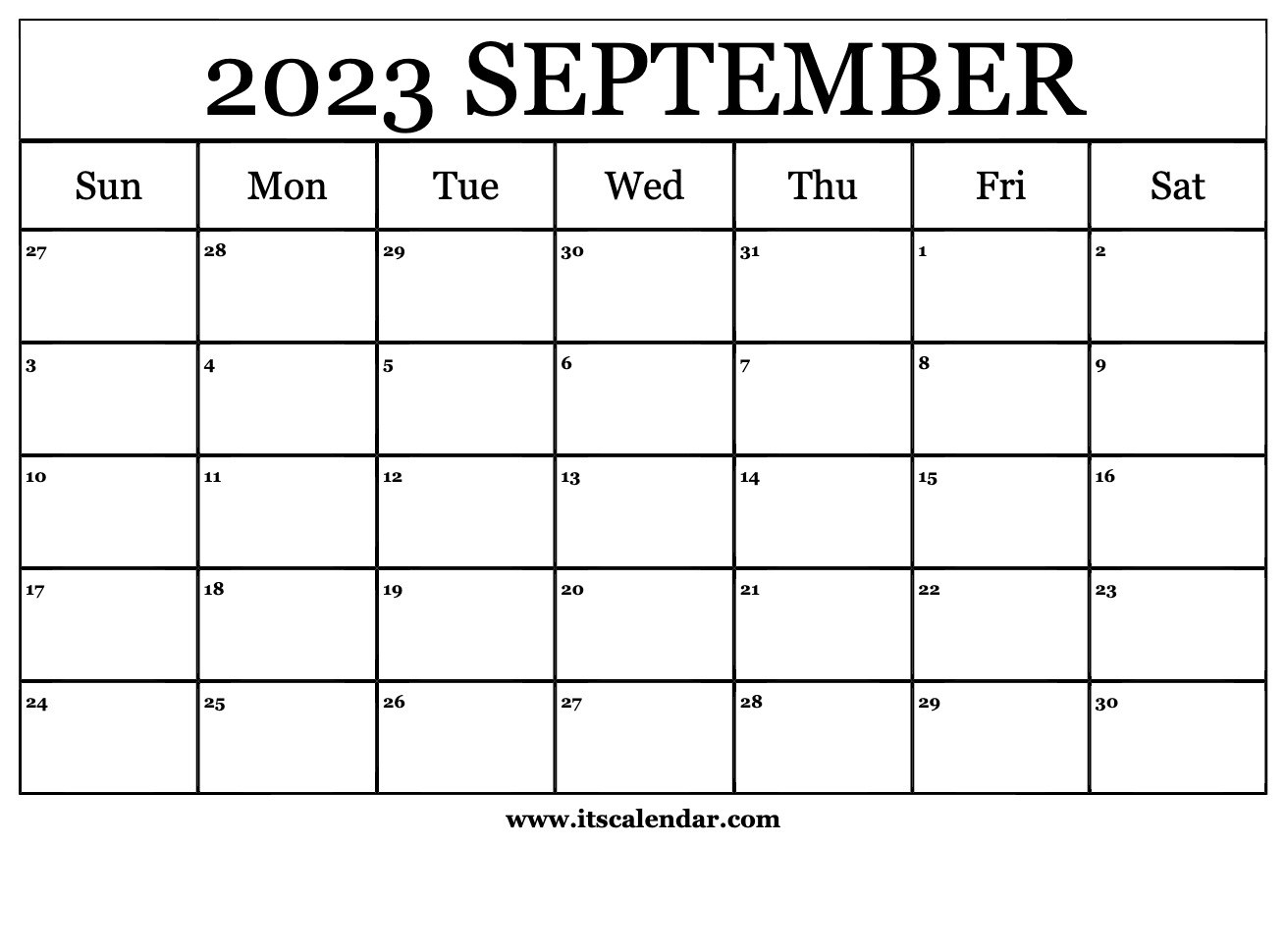 Free Printable September 2023 Calendar